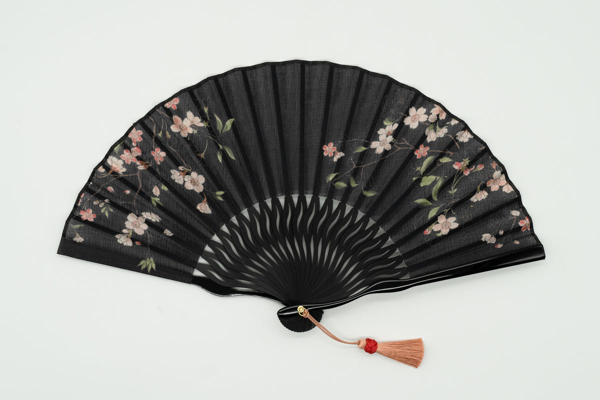 [With folding fan case and special paulownia box] Rinka (black)– 扇専門店 万葉